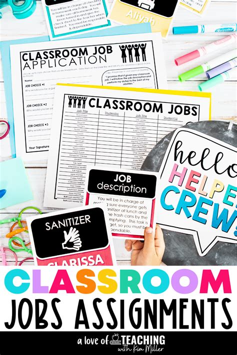 Editable Classroom Jobs Application Chore Chart Bright Rainbow