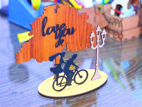 Laser Cut Happy Valentines Day T Couple Cycling Love Stand Decor