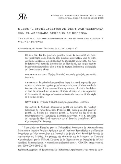 Pdf El Conflicto Del Testigo De Identidad Reservada Con El Adecuado