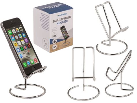 Metalowy stojak uchwyt na telefon smartfon srebrny Gadżetarnia