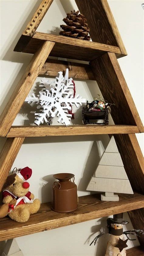 DIY Holiday Tree Wall Shelf Christmas Diy Wood Christmas Decorations Diy Outdoor Pallet Wood