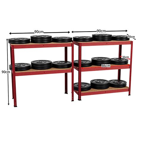 Home Vida Large Heavy Duty Adjustable Red Steel Garage And Shed Workbench
