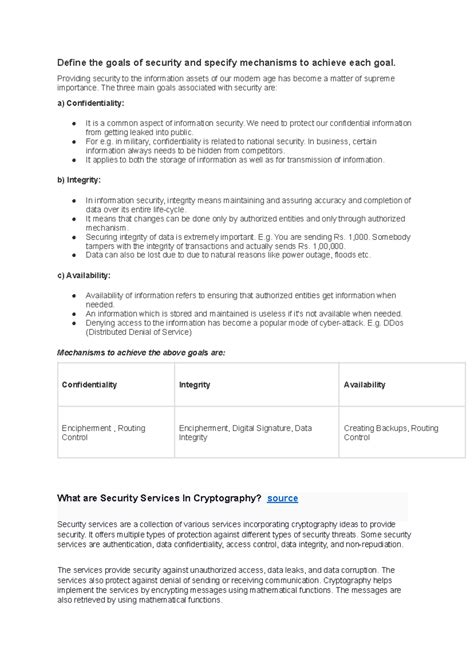 Css Pyq Solutions Define The Goals Of Security And Specify Mechanisms