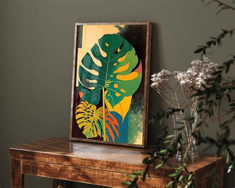 Monstera Leaf 3 Art Print Poster Painting Giclee Home Wall Décor Etsy