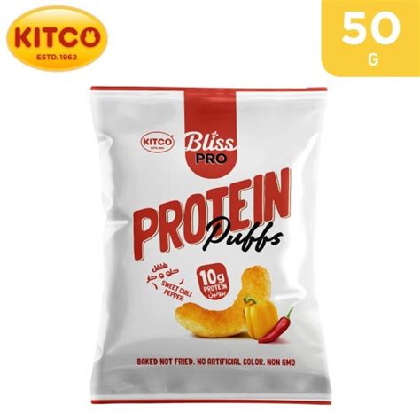 Buy Kitco Bliss Pro Protein Sweet Chilli Pepper Puffs Snack 50 G