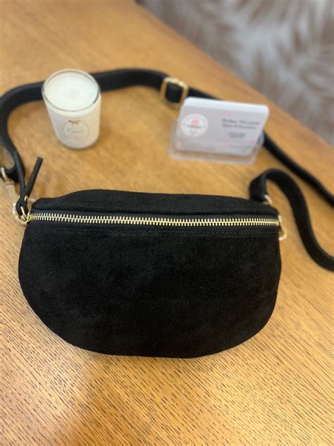 Sac Banane Cuir Noire Daim Petit Modèle Plumrose Boutique
