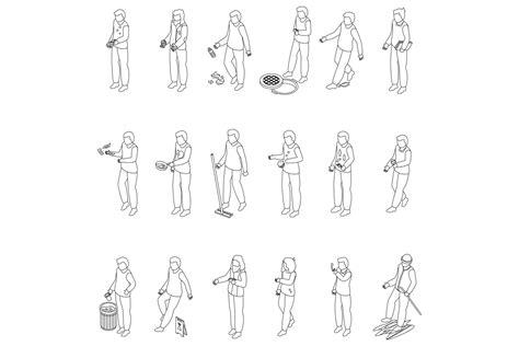 Careless Person Icons Set Vector Outline Graphic By Ylivdesign