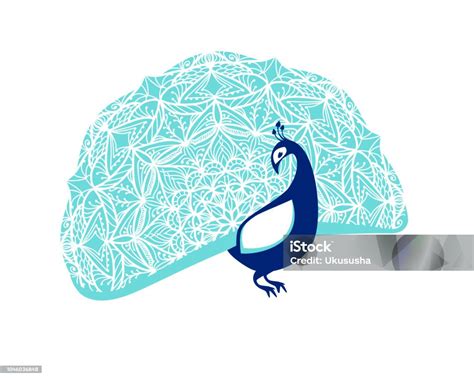 꽃무늬 꼬리를 가진 공작 새입니다 평면 그림 공작새에 대한 스톡 벡터 아트 및 기타 이미지 공작새 일러스트레이션 꼬리