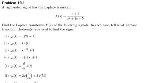 Solved Problem 101 A Right Sided Signal Has The Laplace