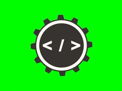 Green Screen Animation Coding Program Syntax System Rotating Gear Cartoon Flat Color Black