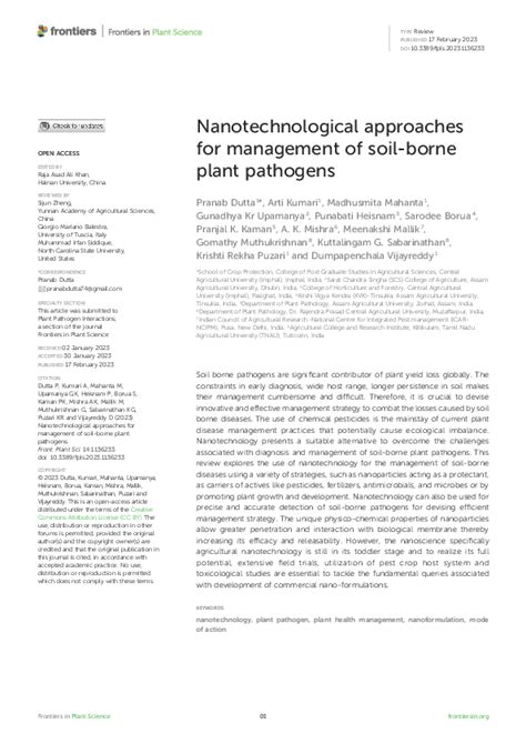 Pdf Nanotechnological Approaches For Management Of Soil Borne Plant