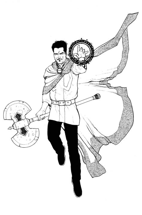 Doctor Extraño Con Hacha Mágica para colorear imprimir e dibujar