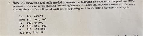 solved show the forwarding and stalls needed to execute the