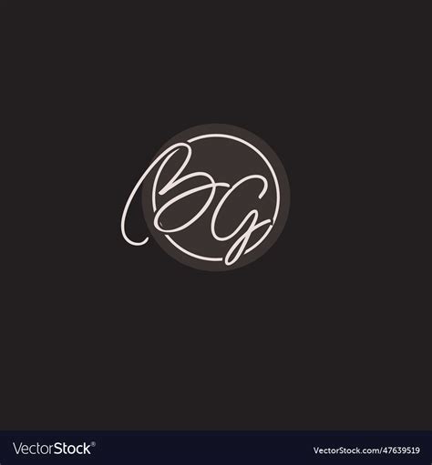 Initials Bg Logo Monogram With Simple Circle Line Vector Image
