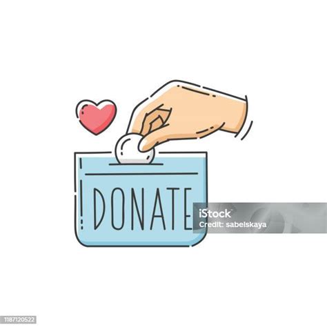 자선 스케치 벡터 일러스트레이션을 위한 아이콘을 기부하는 손 Charitable Foundation에 대한 스톡 벡터 아트 및