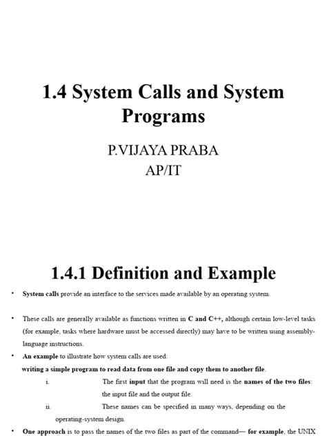1 4 System Calls And System Programs Pdf Operating System