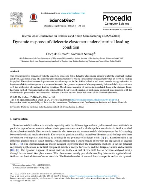 Pdf Dynamic Response Of Dielectric Elastomer Under Electrical Loading Condition