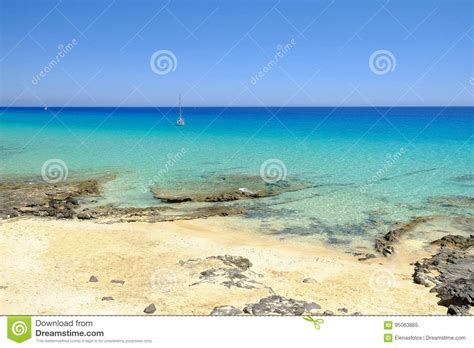 Vista Na Praia Playa De Morro Jable Em Fuerteventura Espanha Imagem De