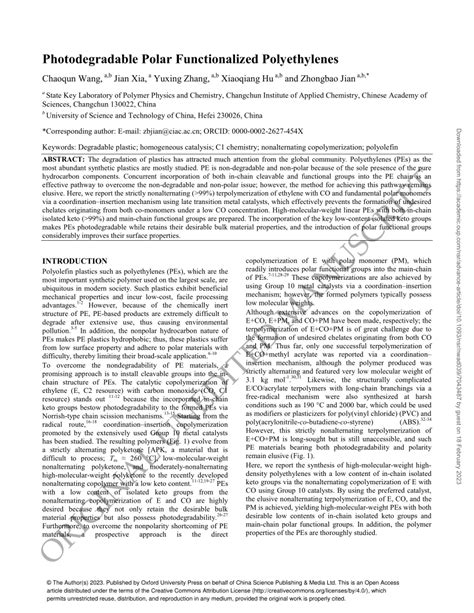 Pdf Photodegradable Polar Functionalized Polyethylenes
