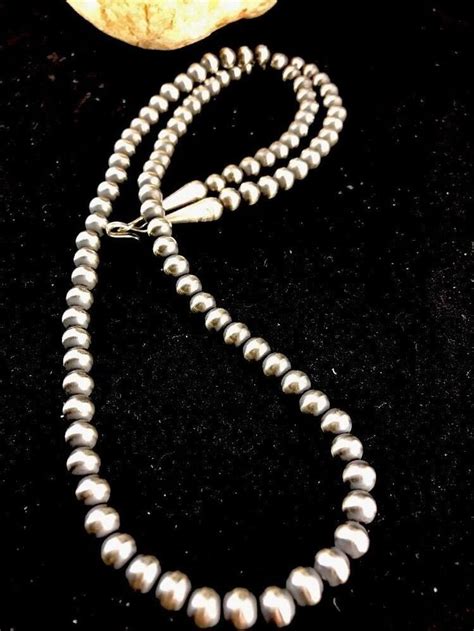 Native American Navajo Pearls Sterling Silver Bead Necklace 338 Etsy