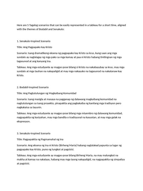 Tableu Tagalog Scenario Pdf