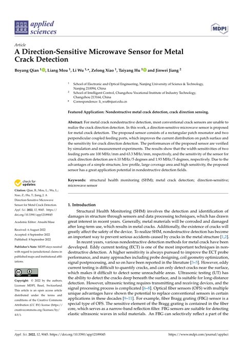 Pdf A Direction Sensitive Microwave Sensor For Metal Crack Detection