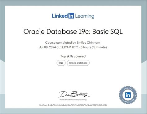 Smiley Chinnam On Linkedin Learning Oracledatabase Sql