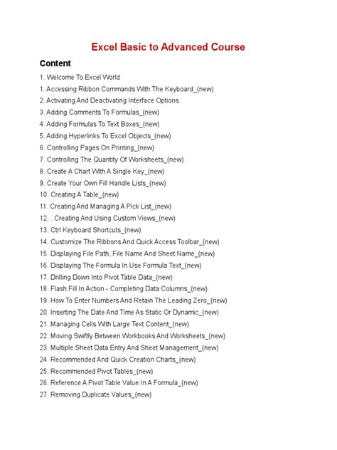 excel basic to advanced course pdf microsoft excel worksheet