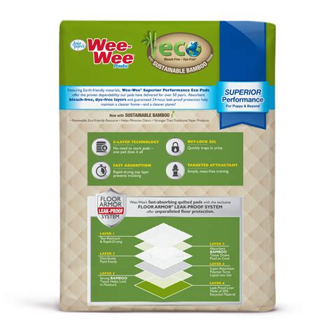 Wee Wee® Superior Performance Eco Pee Pads With Bamboo Four Paws
