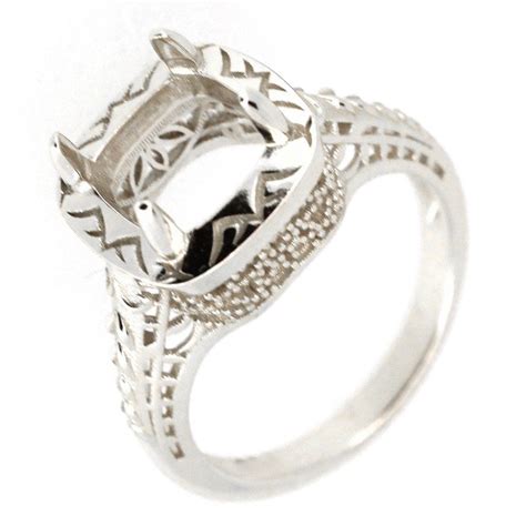 Art Deco Sterling Silver Semi Mount Ring Setting Syzjewelry