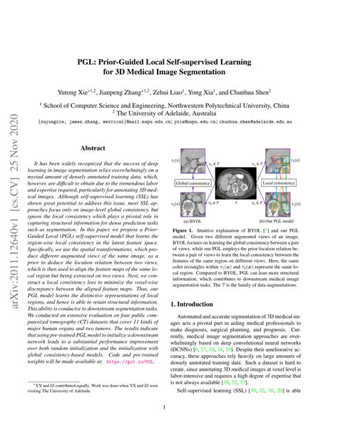 PDF PGL Prior Guided Local Self Supervised Learning For 3D Medical