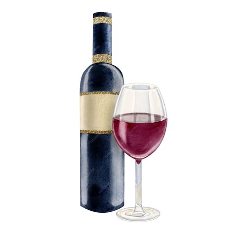 Premium Photo Kosher Red Wine Bottle And Glass Watercolor