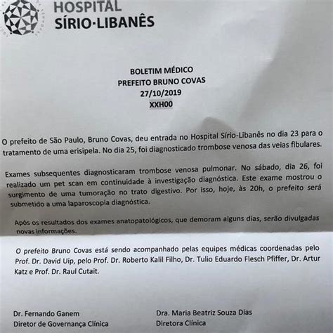 Prefeito De São Paulo Bruno Covas é Diagnosticado Com Tumor No