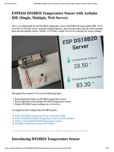 Esp8266 Ds18b20 Sensor Web Server Arduino Ide Pdf World Wide Web Internet And Web