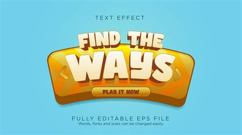 Текстовый эффект кнопки пользовательского интерфейса игры Find The Ways