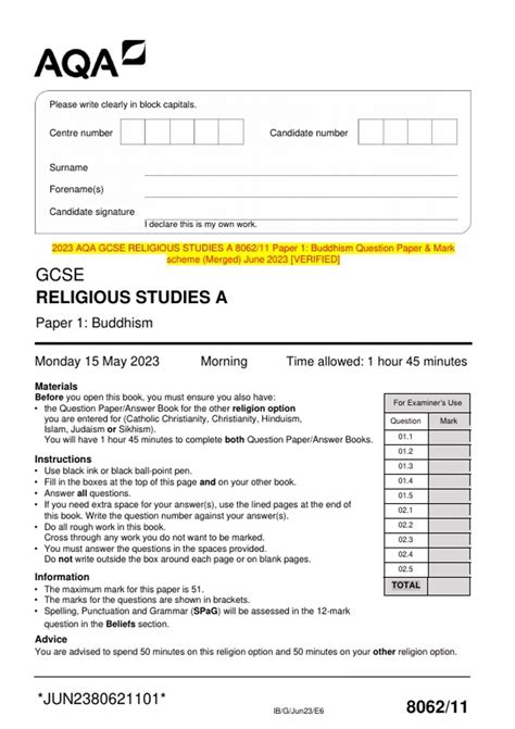 Ocr 2023 Gcse Combined Science Biology A Gateway Science J25008 Paper