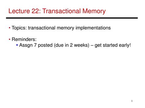 ppt lecture 22 transactional memory powerpoint presentation free