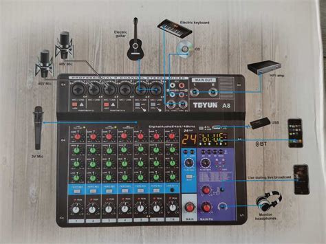 Teyun A8 Mikseta 8 Kanala S Efektima Usb Sd Bluetooh Loop Music Shop