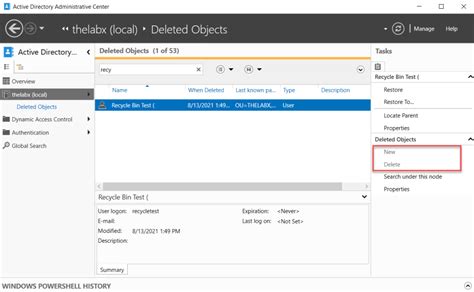 Permanently Delete Objects From The Active Directory Recycle Bin