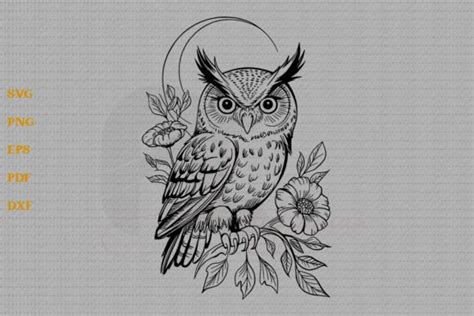 Owl With Flowers Svg Cute Owl Svg Vector Graphic By Craftabledesign