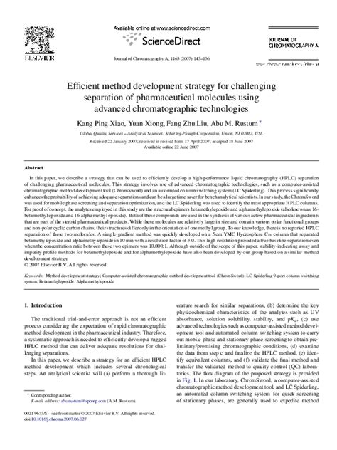 pdf efficient method development strategy for challenging separation