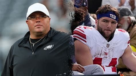Nfl News Eagles Big Dom Disandro Visits Giants Cam Skattebo With