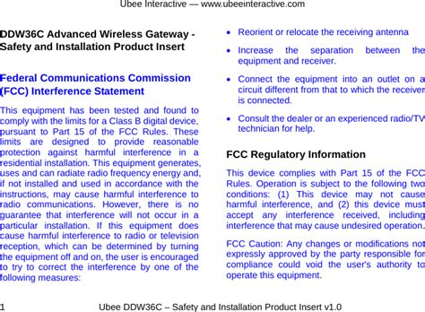 Ubee Interactive DDW C Wireless Cable Modem User Manual