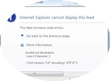 XML Parsing Error In Firefox Cannot Display This Feed In IE Domain