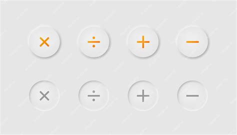 Neumorphism 스타일의 계산기 오렌지 버튼 비즈니스 화이트 Ui Ux 계산 기호 Mathematis 회계 인터페이스