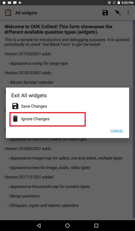 Improve UI To Reduce Mistaken Selection Of Ignore Changes Ideas ODK Forum