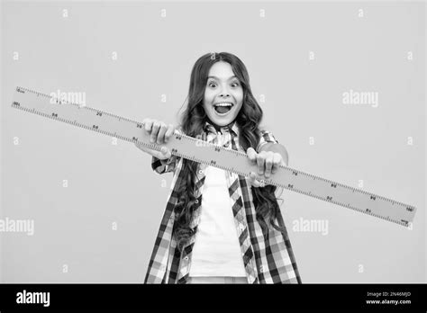 Amazed Teen Girl Teenager School Girl Study Math Or Geometry Lesson