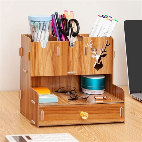 Houten Bureau Organizer Multifunctionele Diy Pen P Grandado
