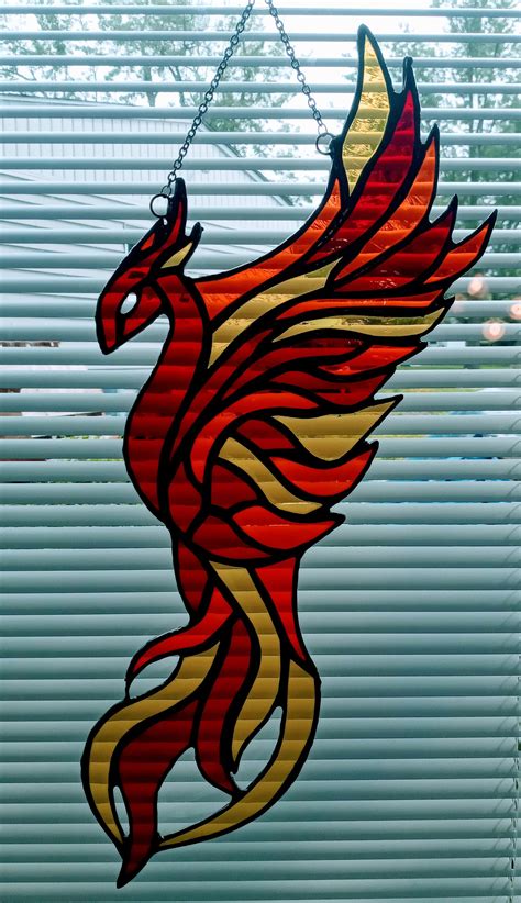 Pheonix Peacock Stained Glass Suncatcher Etsy