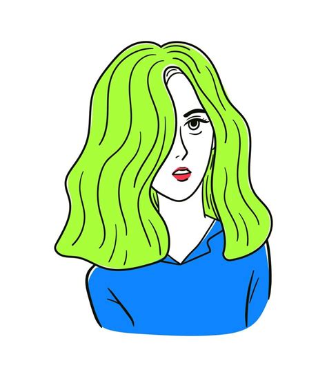 Beautiful Girl With The Curly Long Hair Vector Illustration 15279753